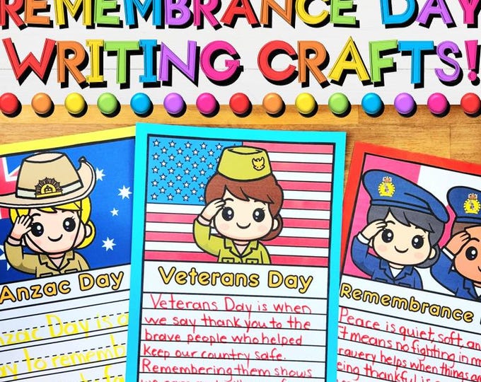 Veterans Day, Anzac Day, Remembrance Day | Crafts & Writing Activities ...