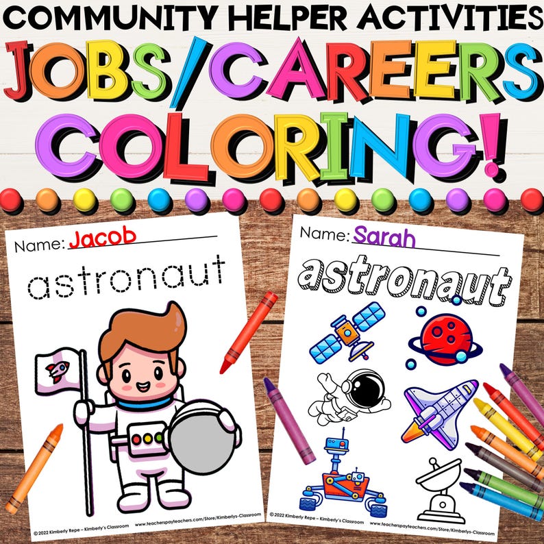 Community Helpers Coloring Sheets With Equipment Vocabulary for Job ...