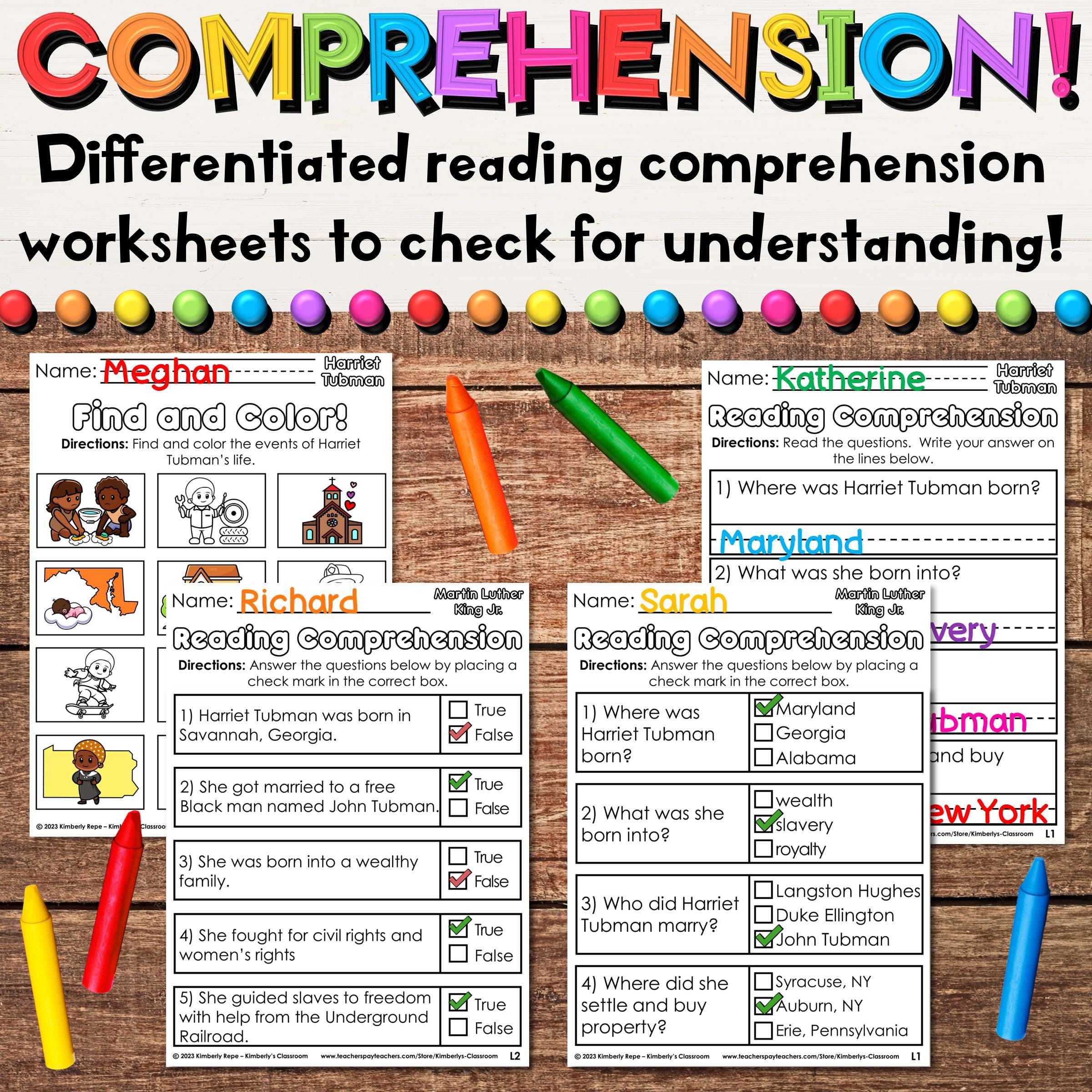 Harriet Tubman Early Readers, Reading Comprehension & Timeline ...