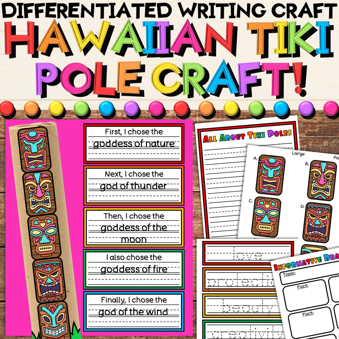 Hawaiian Tiki Pole Writing Crafts for Asian American & Pacific Islander ...