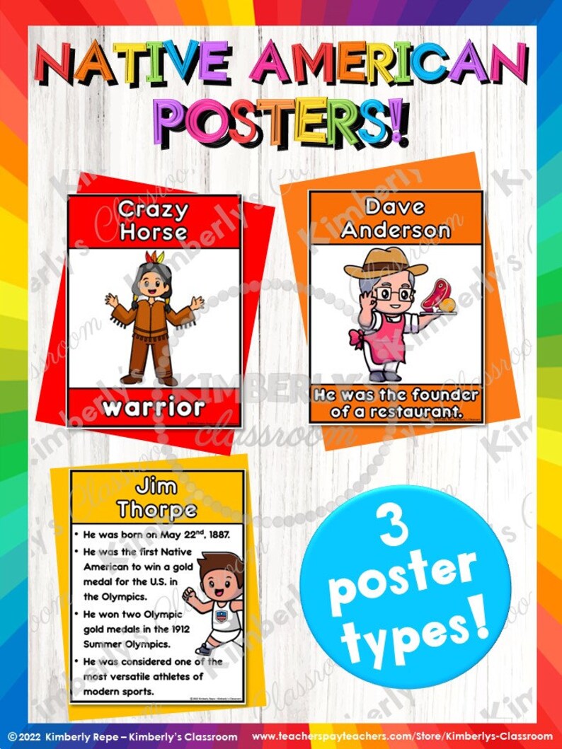 Native American Heritage Kids Posters - Historical Figures Educational ...