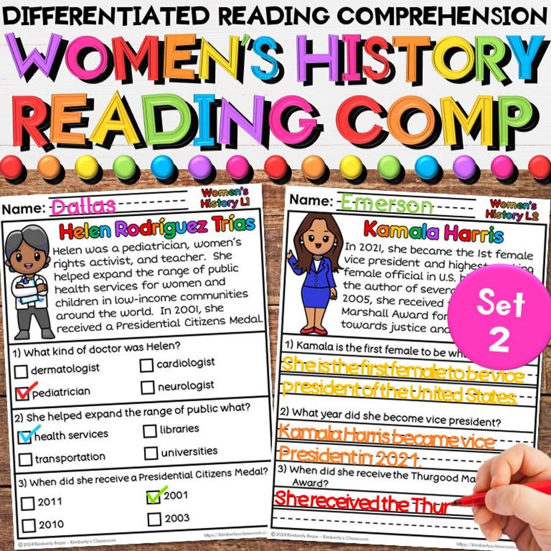 Women's History Reading Comprehension Differentiated Worksheet ...