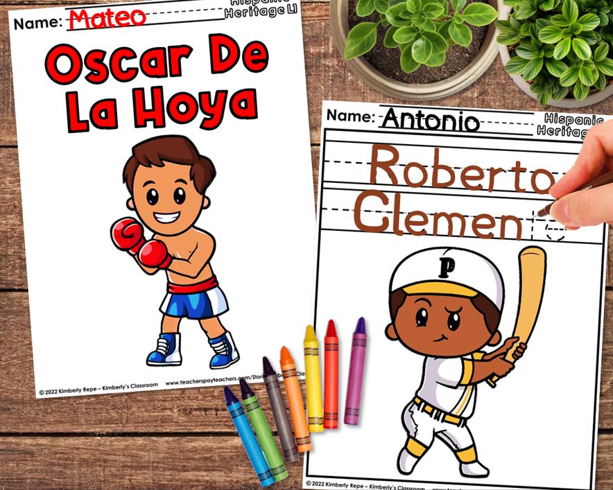 Hispanic Heritage Coloring Pages & Writing Activities About Historical ...