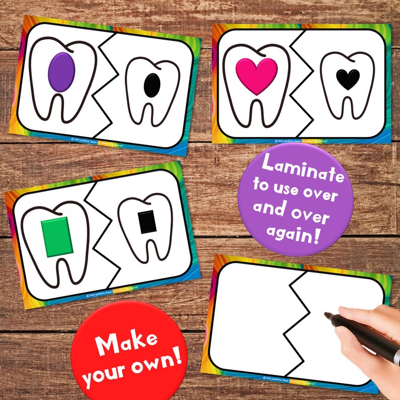 Dental Health Centers - Math and Literacy Puzzles With Alphabet & Shape ...