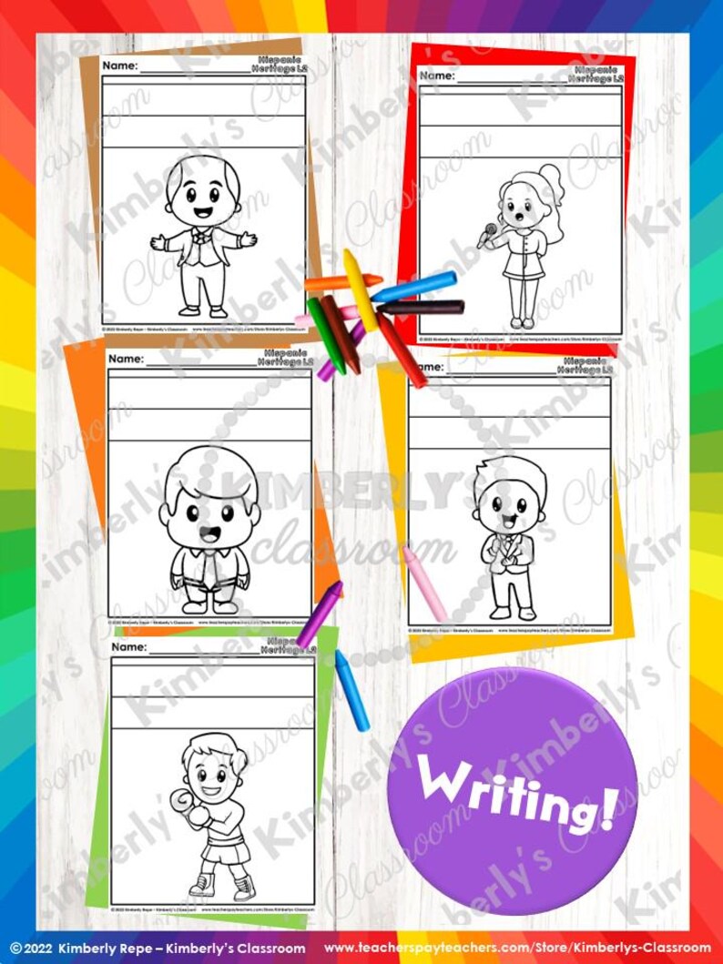 Hispanic Heritage Coloring Pages & Writing Activities About Historical ...