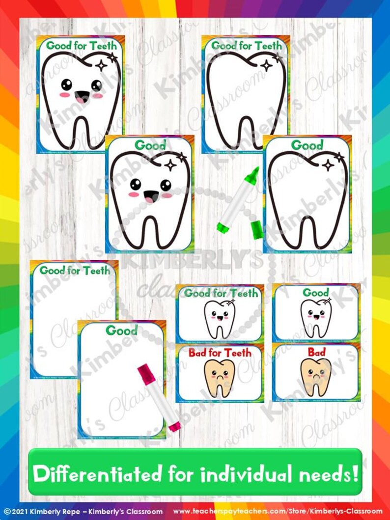 Dental Health & Hygiene Activities - Healthy Vs. Unhealthy for Teeth ...
