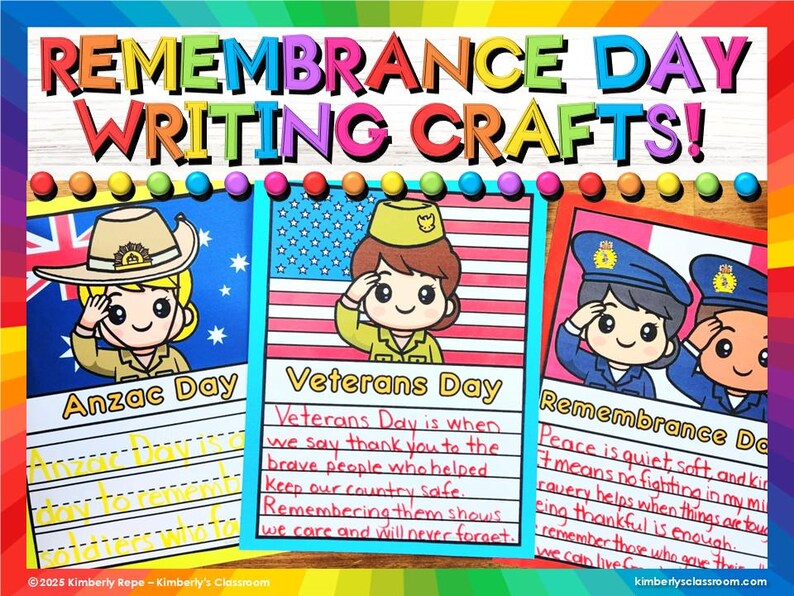 Veterans Day, Anzac Day, Remembrance Day | Crafts & Writing Activities ...