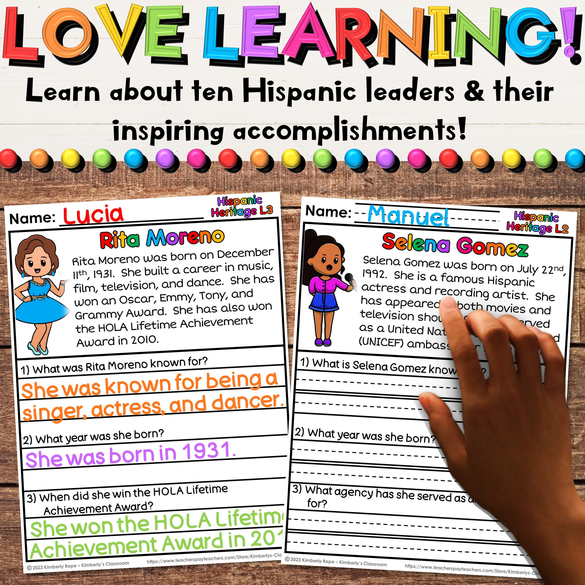 Hispanic Heritage Reading Comprehension Social Studies & Literacy ...