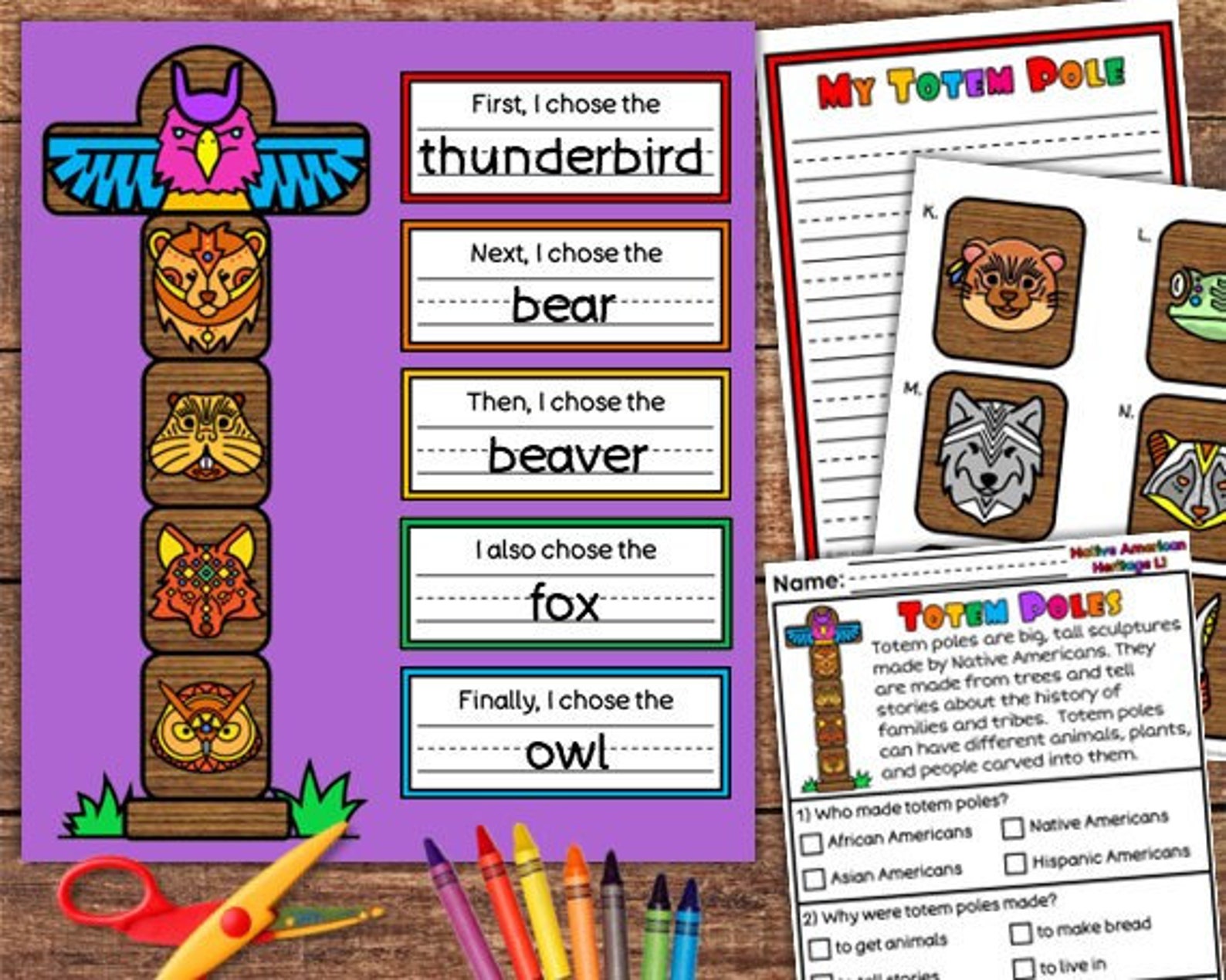 Native American Totem Pole Indigenous Writing Craft Activities ...