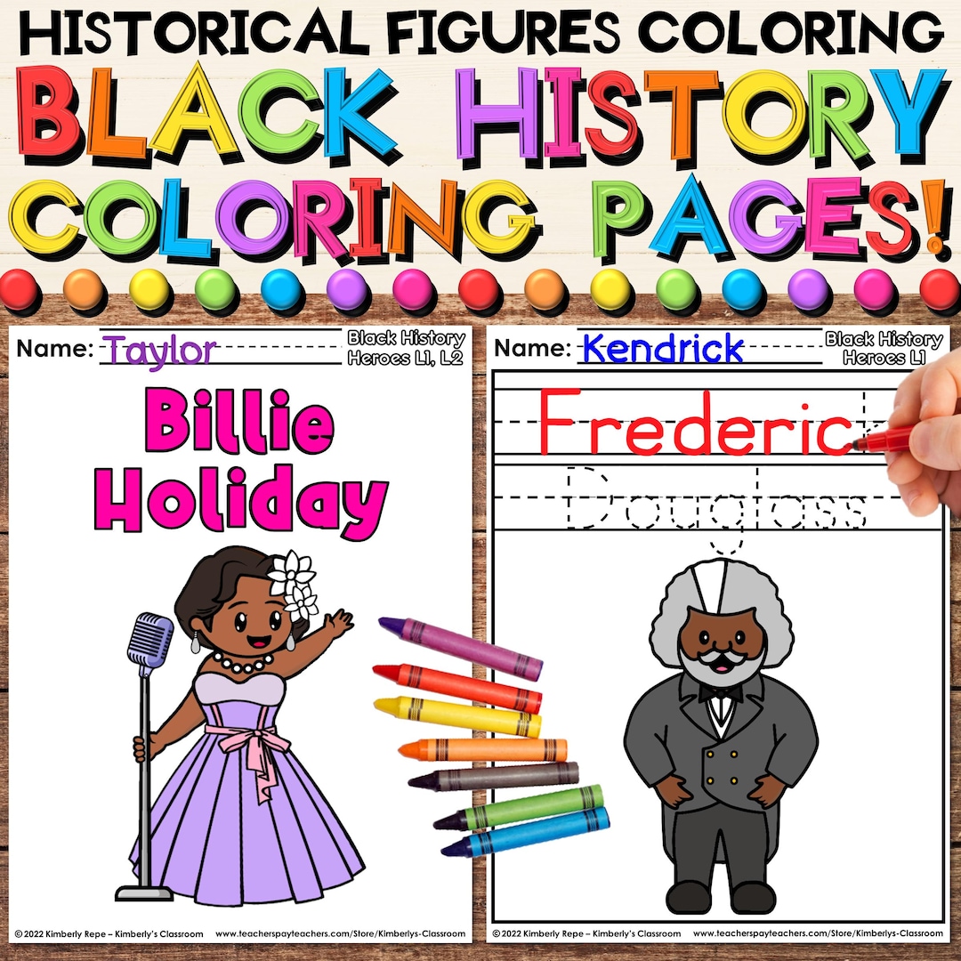 Black History Historical Figures Coloring Pages & Heroes Writing ...