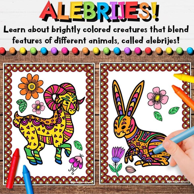 Mexican Folk Art Coloring Crafts for Hispanic Heritage Month, Day of ...