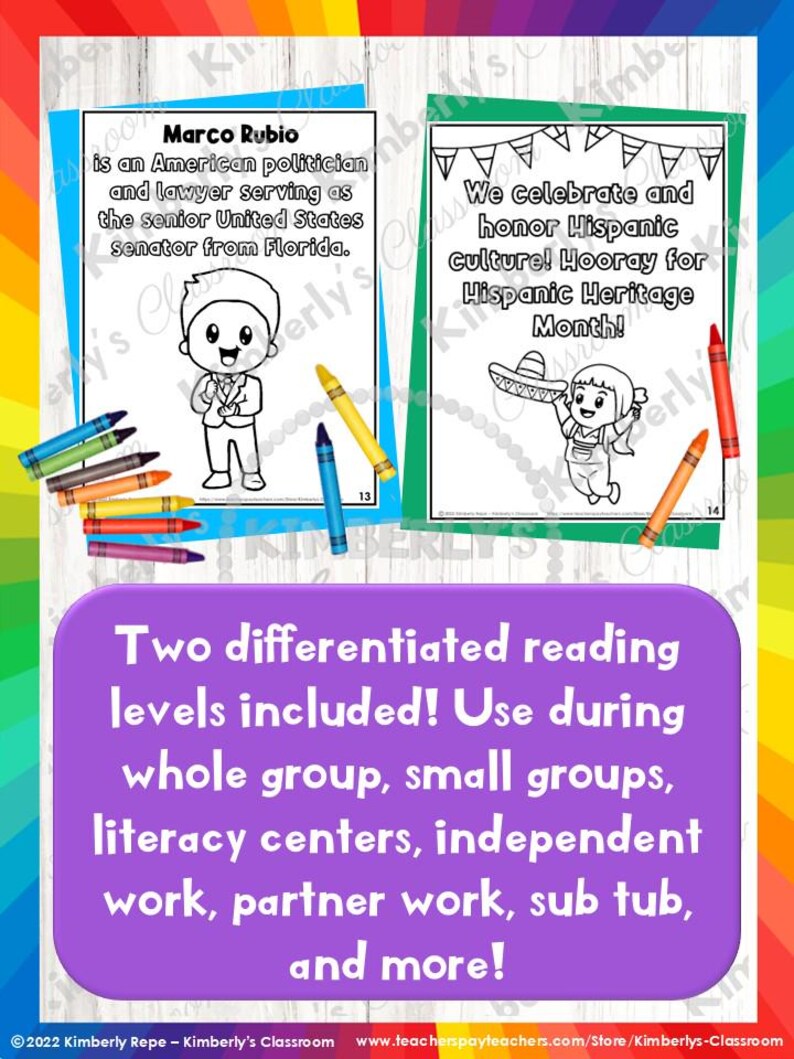 Hispanic Heritage Month Historical Figures Reading and Coloring Page ...