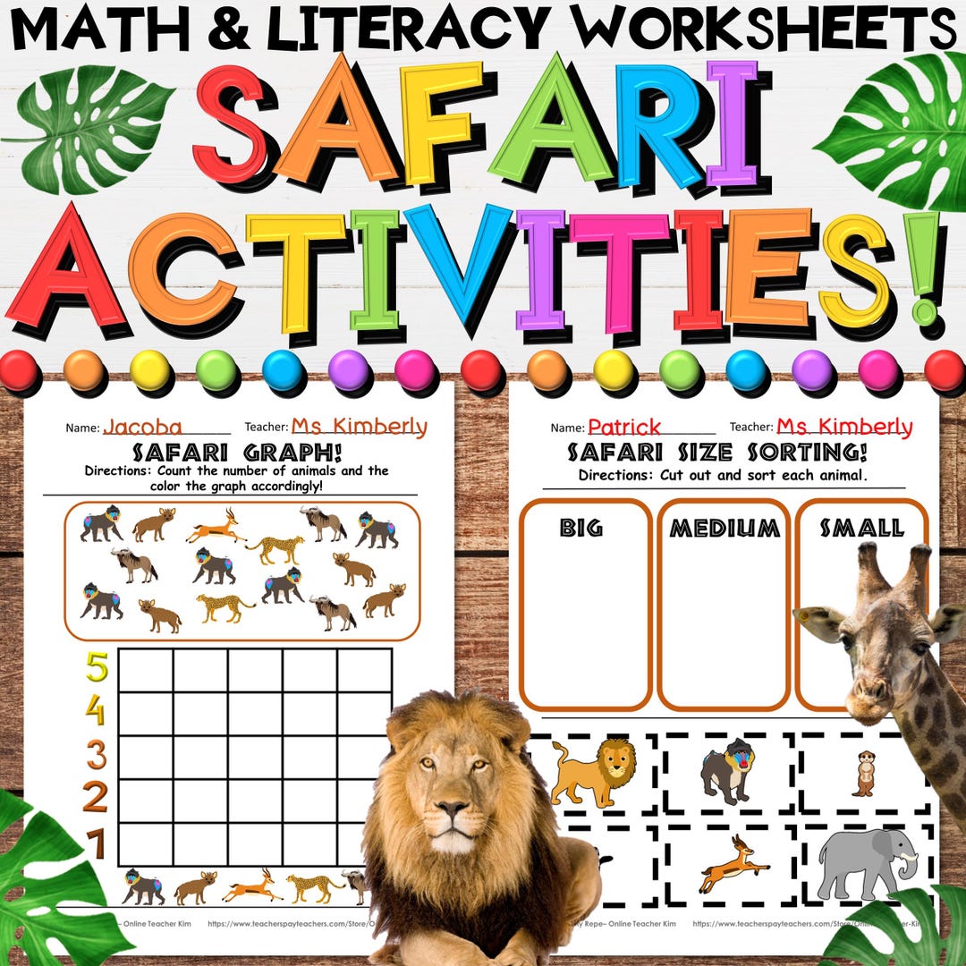 African Animal Safari Worksheets - Math, Literacy, & Science Zoo ...
