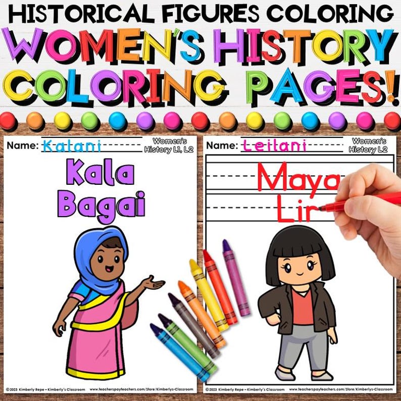 Women's History Coloring Pages With Diverse Historical Figure Writing ...