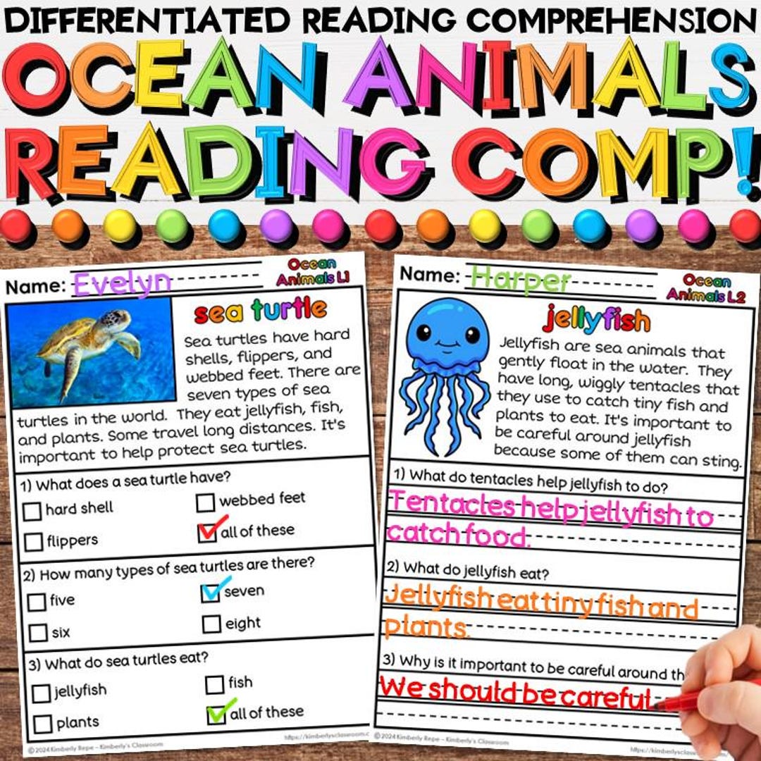 Ocean Animals Reading Comprehension Passages - Nonfiction ...