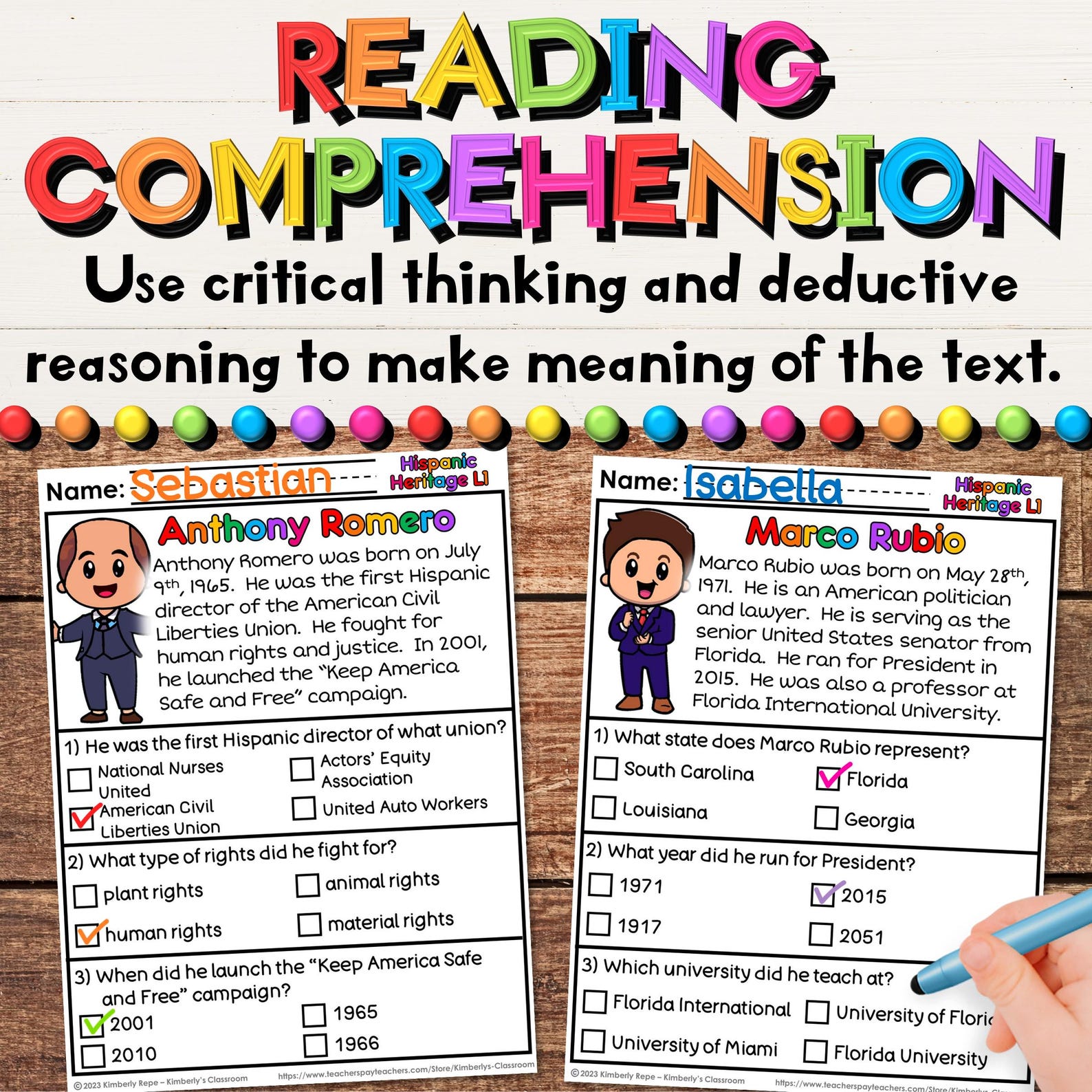 Hispanic Heritage Reading Comprehension Social Studies & Literacy ...