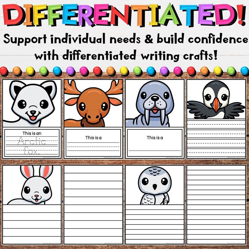 Arctic and Winter Animals Writing and Coloring Crafts With ...