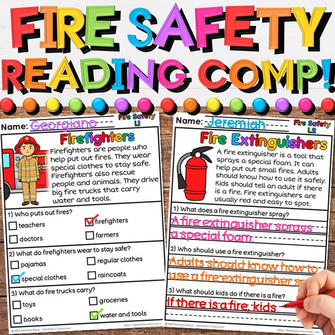 Fire Safety Week Reading Comprehension Passages - Fire Prevention ...