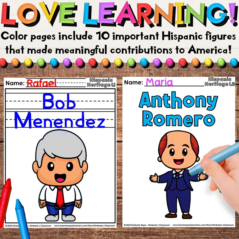 Hispanic Heritage Coloring Pages & Writing Activities About Historical ...