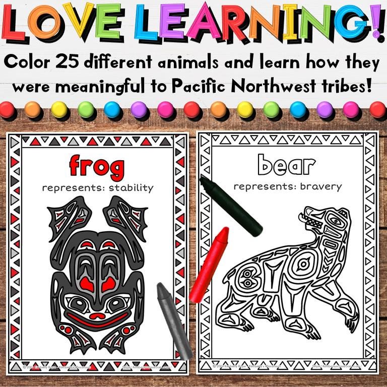 Pacific Northwest Indigenous People Animal Coloring Pages or Posters ...