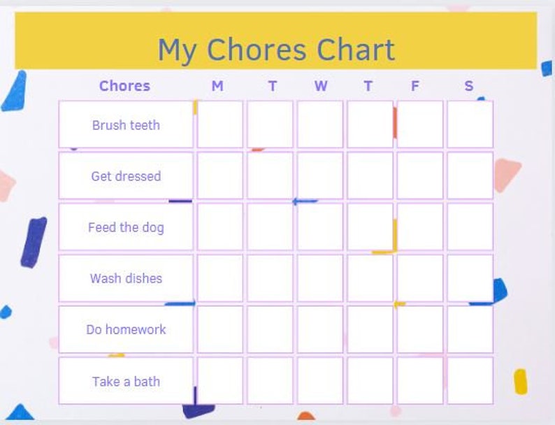 Editable Digital Chore Chart for Kids - Etsy