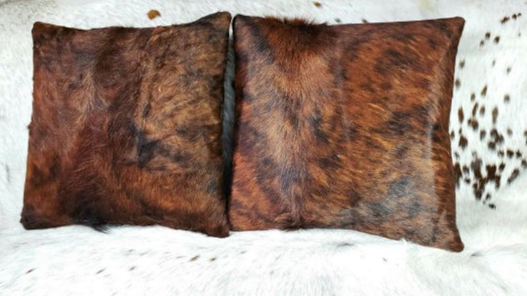 Exotic Brindle Natural Cowhide Pillows Cushion Decorative Cover Genuine ...