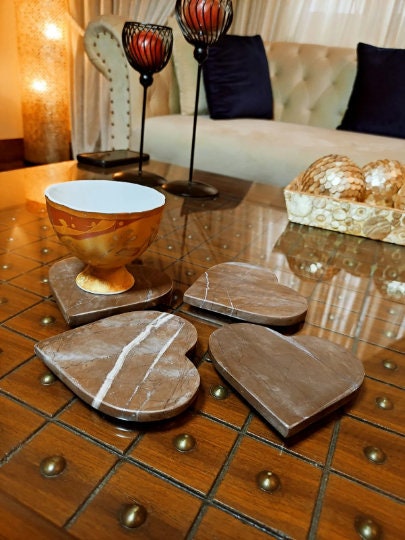 Green Onyx Marble Coaster Set, Green Onyx Marble Heart Shaped Coasters ...