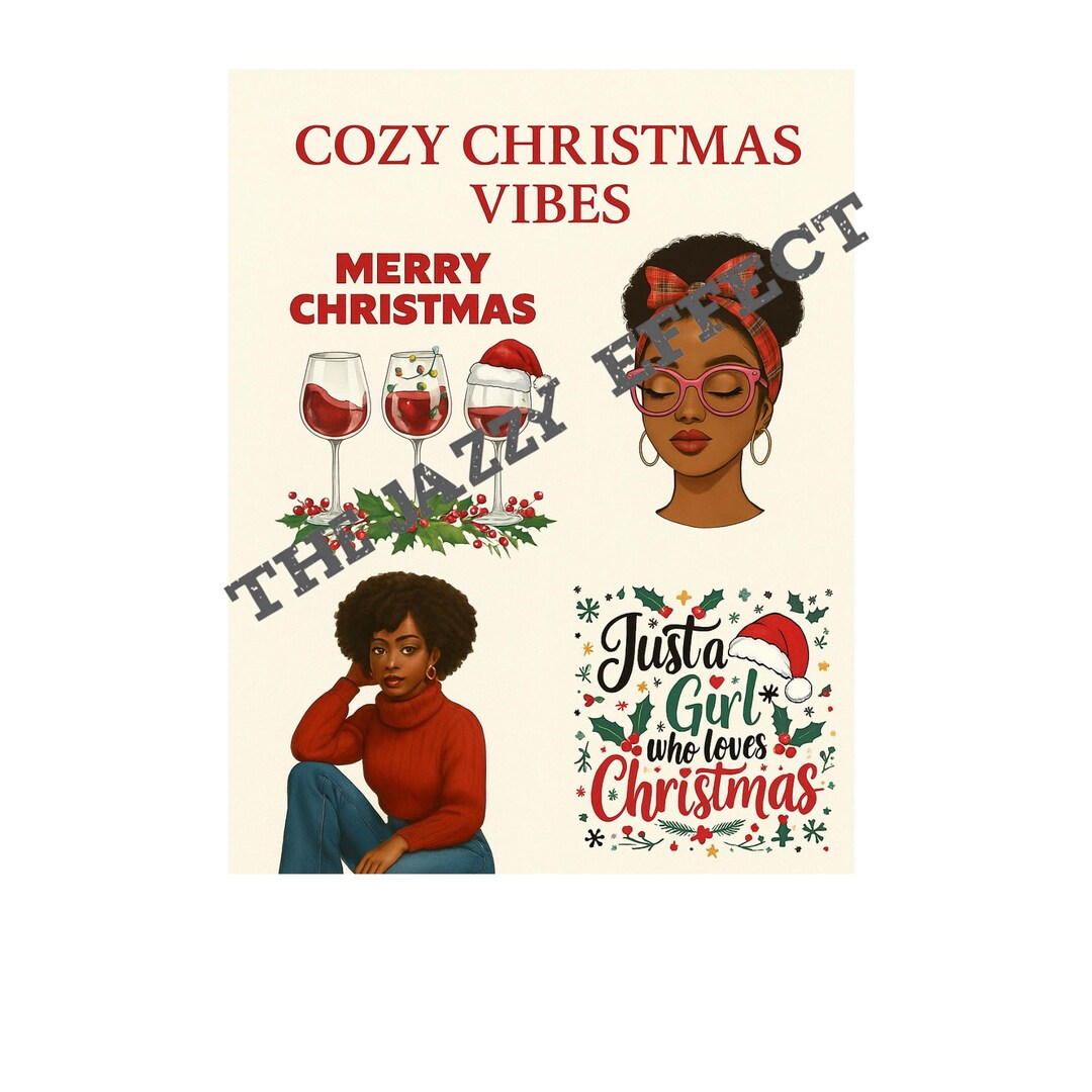 Cozy Christmas Vibes PNG Bundle – 4 Holiday Sublimation Designs for ...