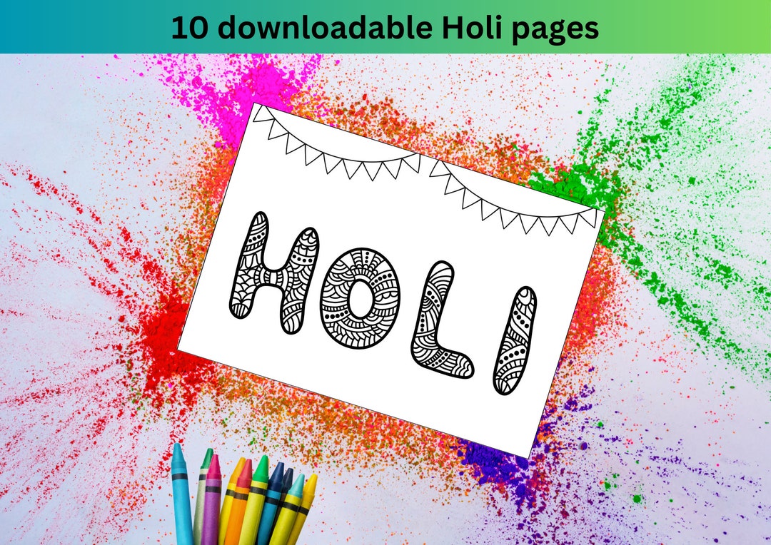 Holi Coloring Pages Bundle, Printable Holi Color Pages for School or ...