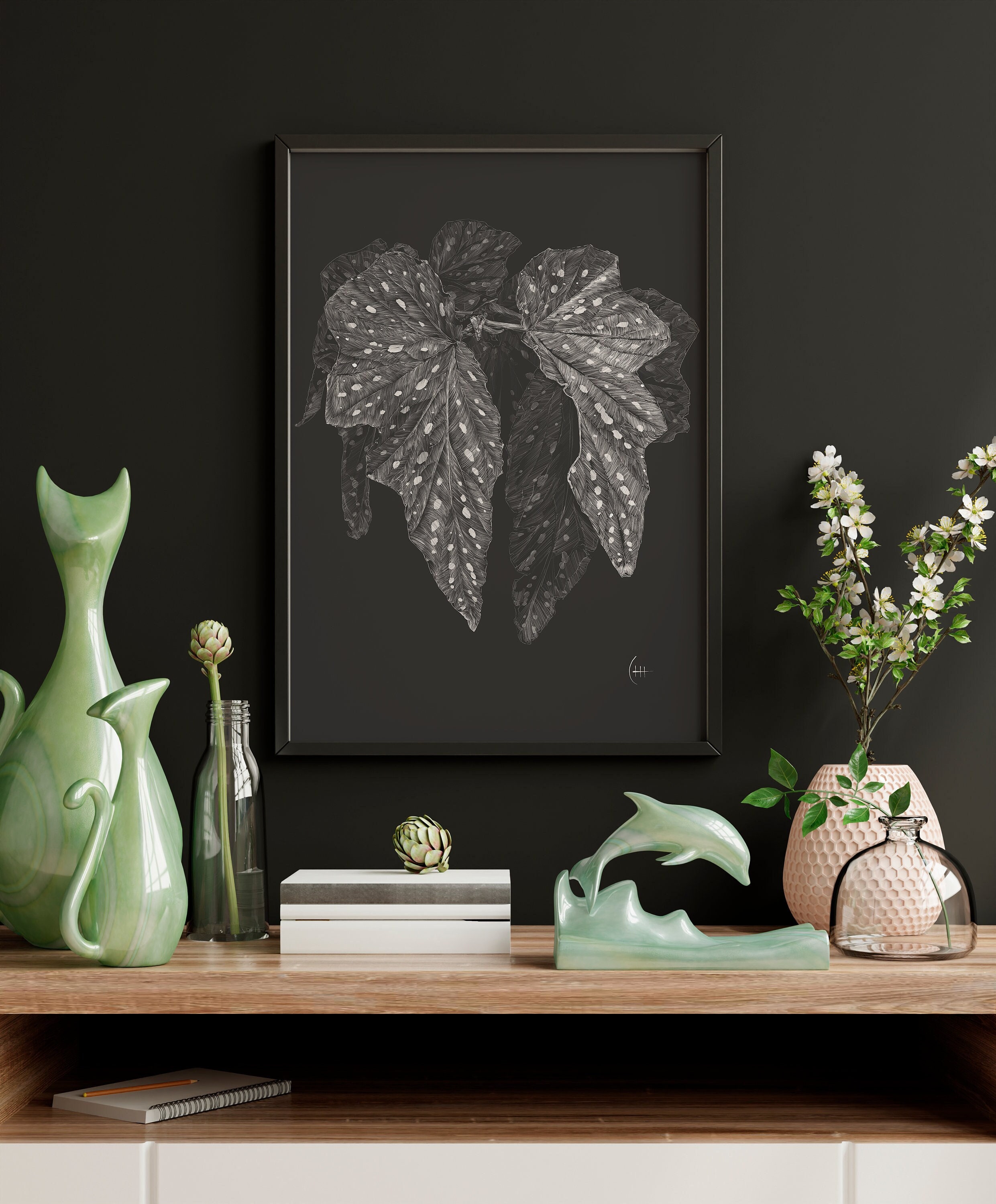 Begonia Maculata Wightii Botanical Art Printable Digital Drawing ...