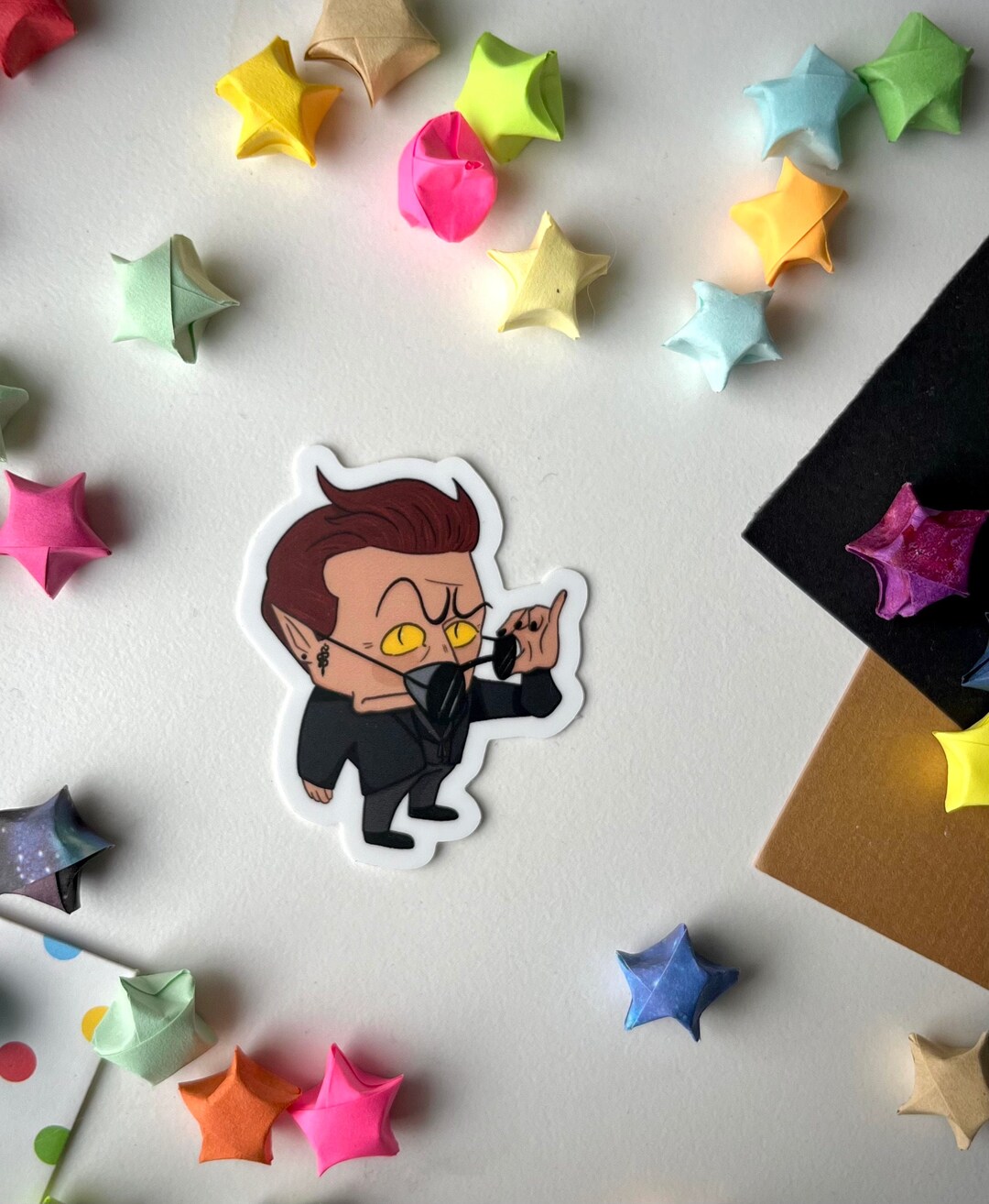 Good Omens Crowley Raised Eyebrow Meme, Waterproof Vinyl Sticker - Etsy