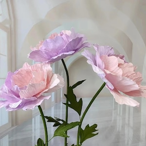 Giant Peony Paper Flower Heads 3pcs Set 60cm Wide Artificial Flowers ...