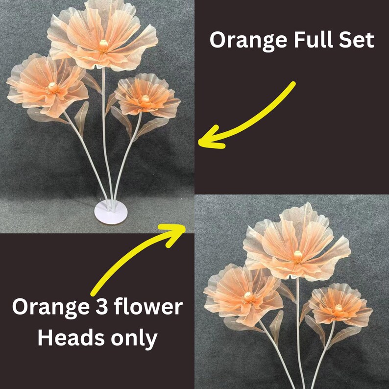 Giant Poppy Flower 3 Pieces With Stand Artificial Gauze Flowers for ...