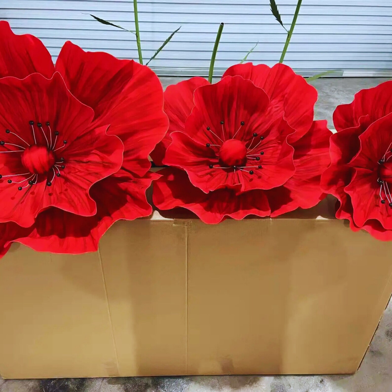 Giant Poppy Flower 3 Pieces Set With Base for Event Decor Bridal Shower ...