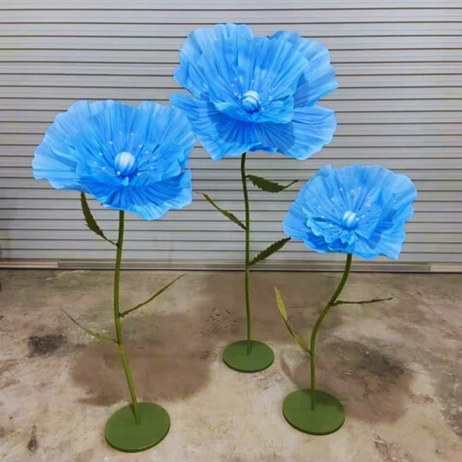 Giant Poppy Flower 3 Pieces Set With Base for Event Decor Bridal Shower ...