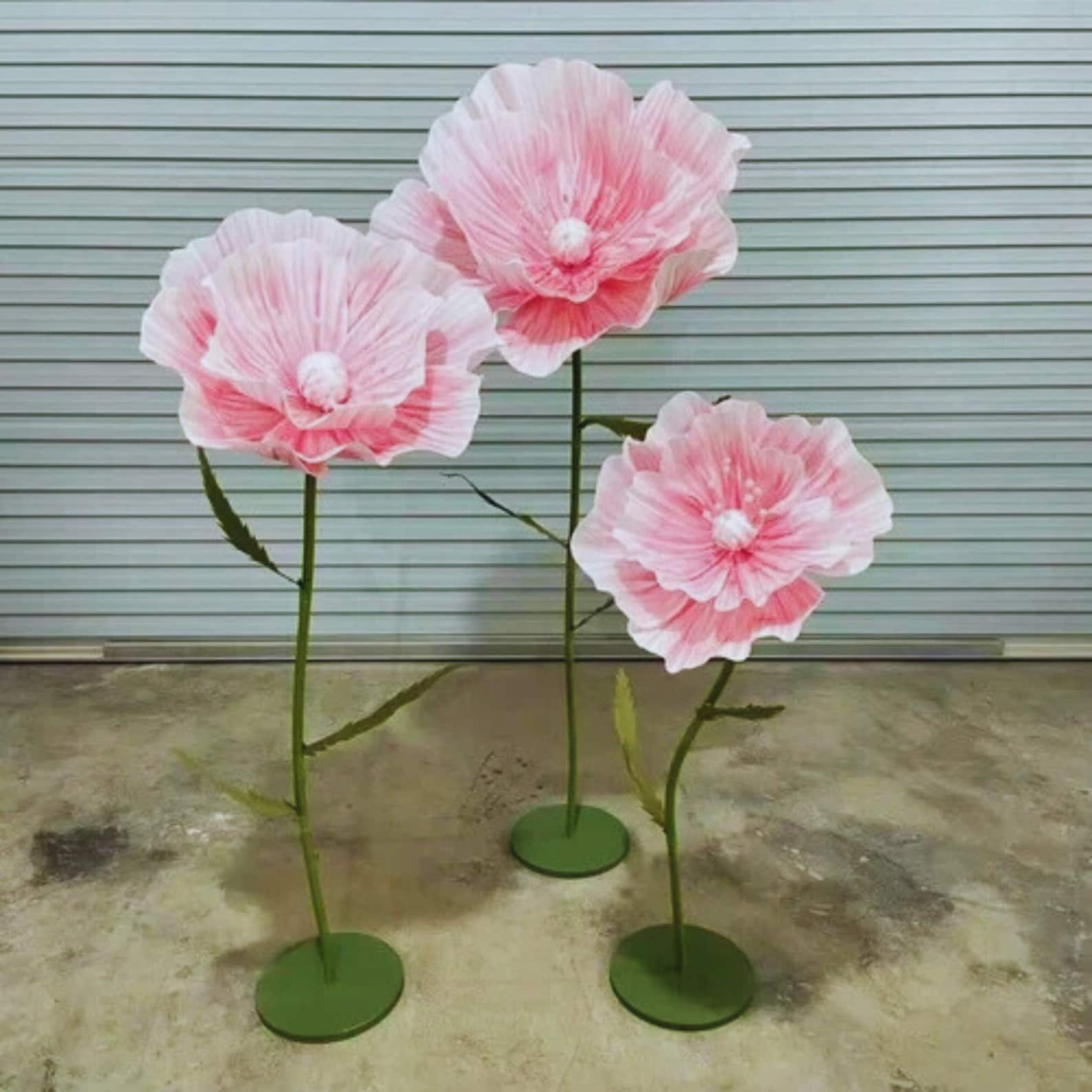 Giant Poppy Flower 3 Pieces Set With Base for Event Decor Bridal Shower ...
