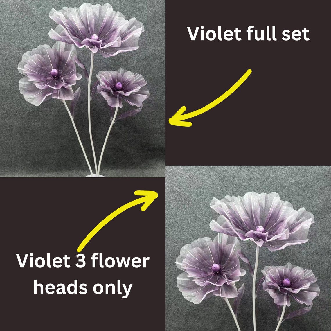 Giant Poppy Flower 3 Pieces With Stand Artificial Gauze Flowers for ...
