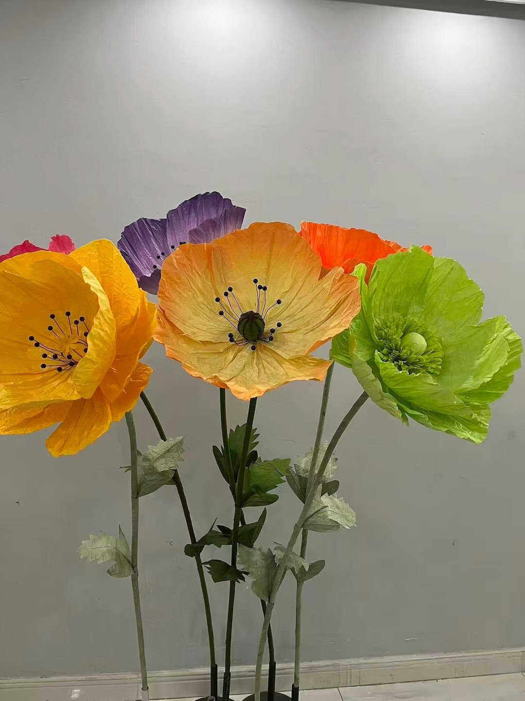 Giant Poppy Flowers, Customized Papers With Stems and Bases, 20/24/32 ...