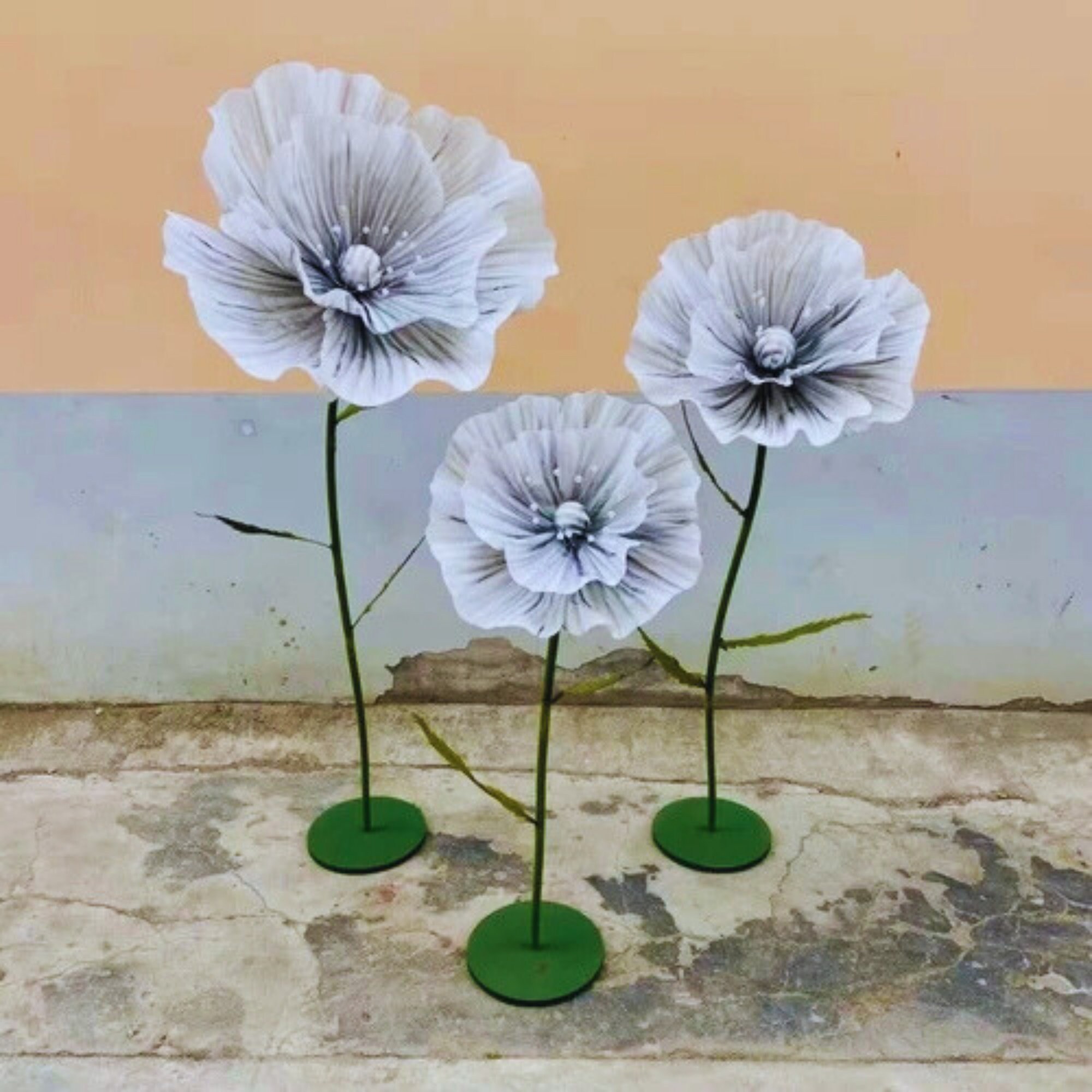 Giant Poppy Flower 3 Pieces Set With Base for Event Decor Bridal Shower ...