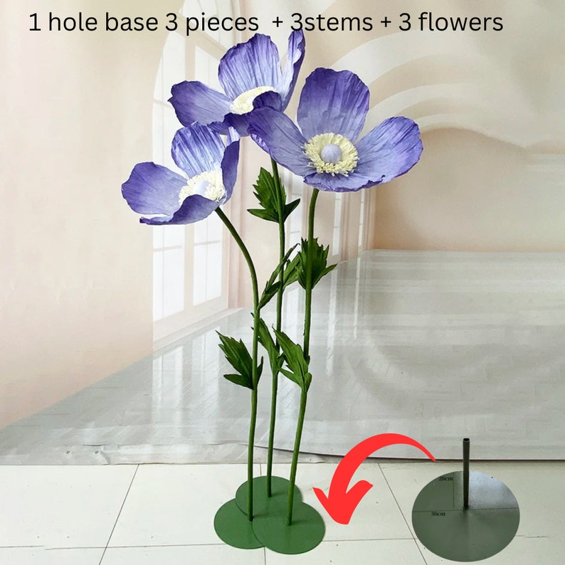 Oversized Paper Flower Artificial Poppy Head 3 Pieces for Bridal Shower ...