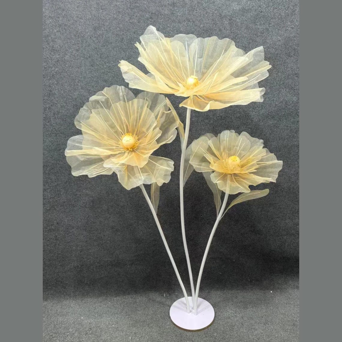 Giant Poppy Flower 3 Pieces With Stand Artificial Gauze Flowers for ...