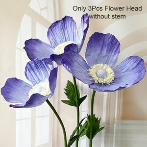 Oversized Paper Flower Artificial Poppy Head 3 Pieces for Bridal Shower ...