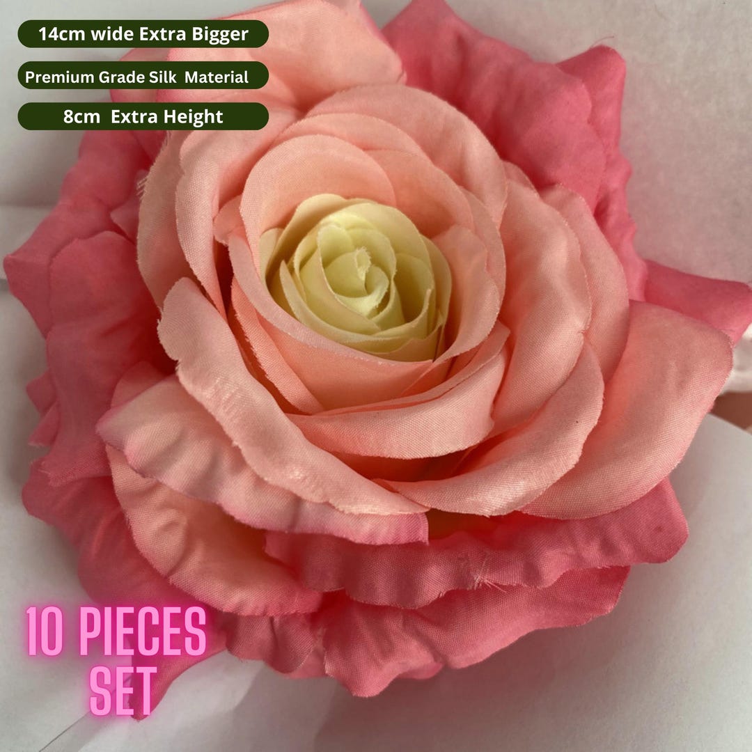 Big Rose Flower 6-inch Silk Flower Heads 10 Pieces Set for Wedding ...