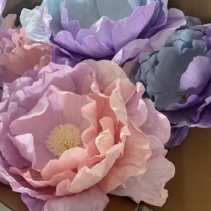 Giant Peony Paper Flower Heads 3pcs Set 60cm Wide Artificial Flowers ...