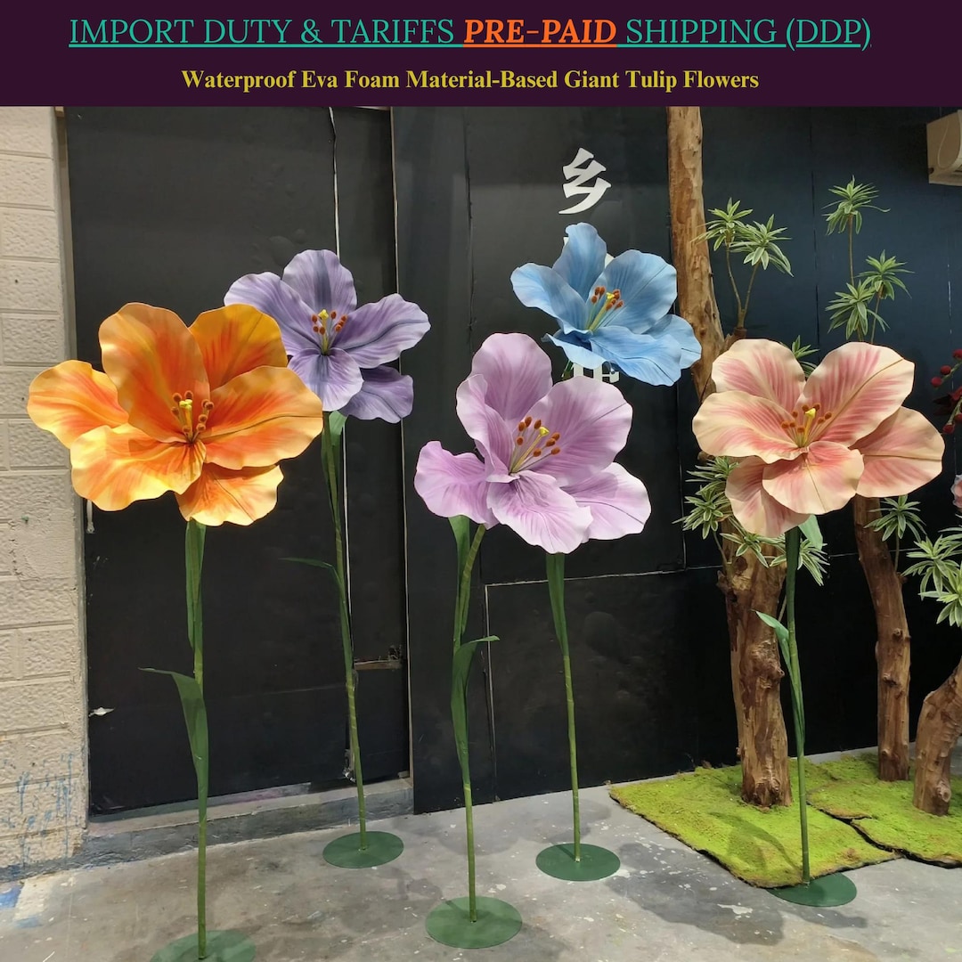 Giant Tulip Artificial Flower With Stamen for Outdoor Decor, Waterproof ...