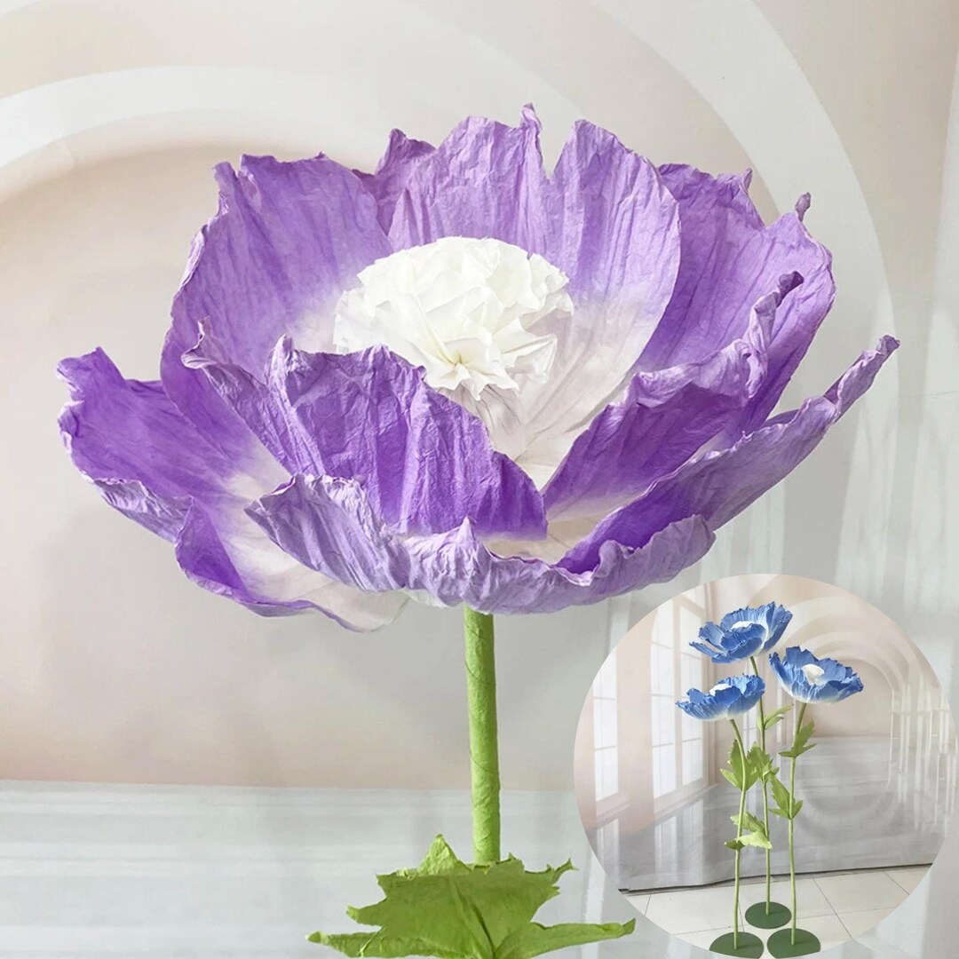 Oversized Poppy Flower 60cm Wide Double Layered Paper Flower Heads for ...