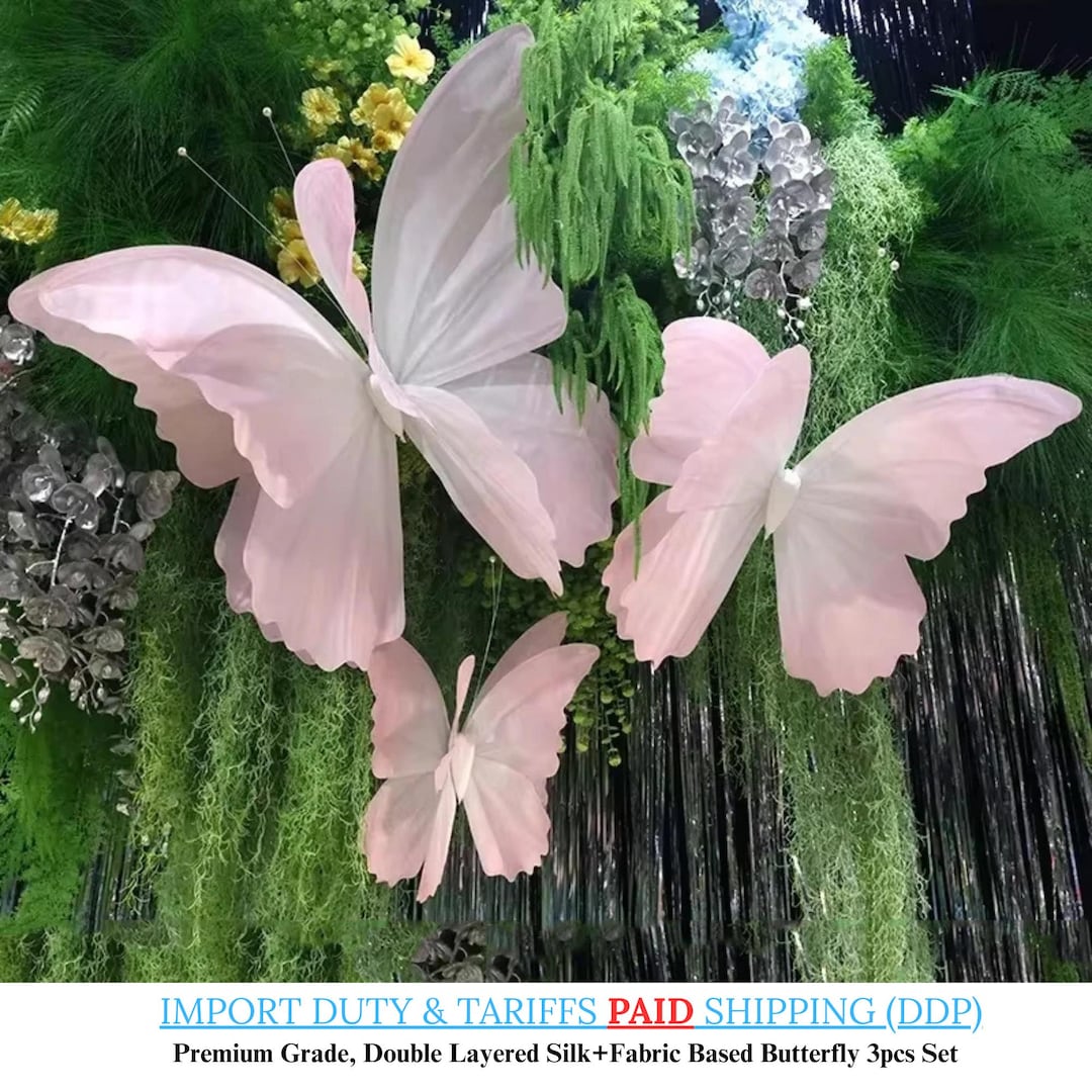 Giant Silk Butterfly 3-piece Set Double Layered Butterfly Decorative ...