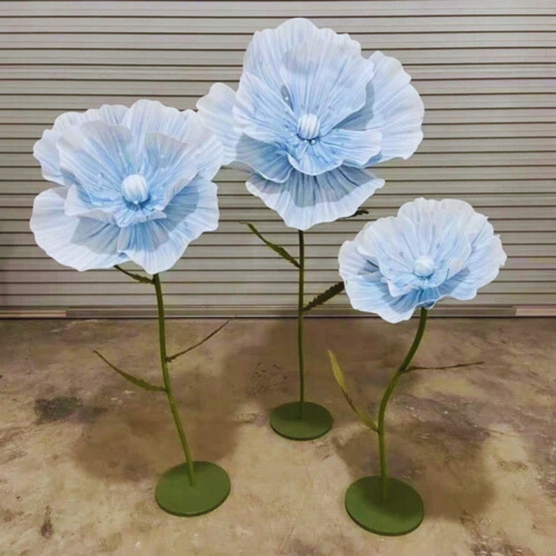 Giant Poppy Flower 3 Pieces Set With Base for Event Decor Bridal Shower ...