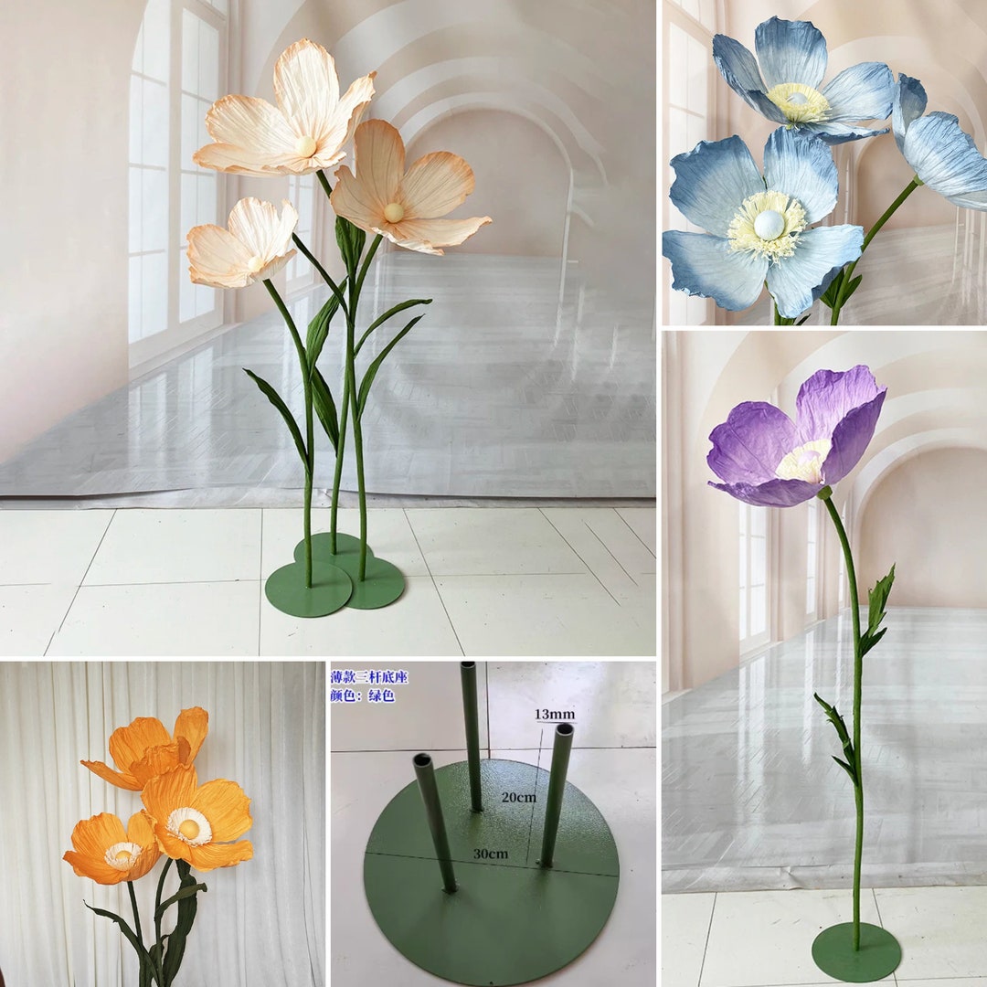 Oversized Paper Flower Artificial Poppy Head 3 Pieces for Bridal Shower ...