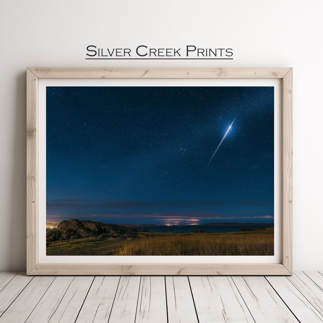 Countryside Shooting Star Printable Art Digital Rustic Night Sky Wall ...